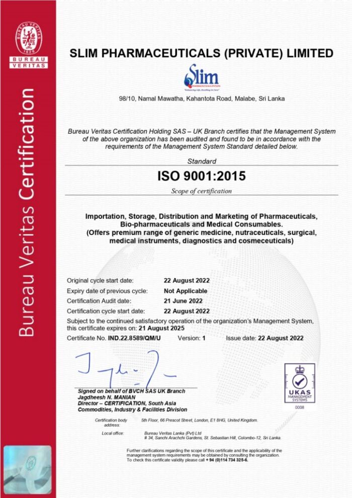 Slim Pharmaceuticals Awarded ISO 9001: 2015 Standards Certification ...